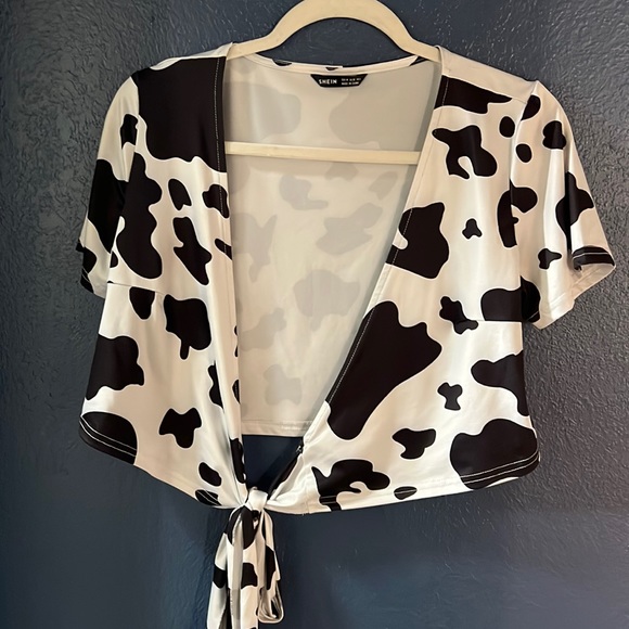 SHEIN | Tops | Cow Print Wrap Crop Top | Poshmark
